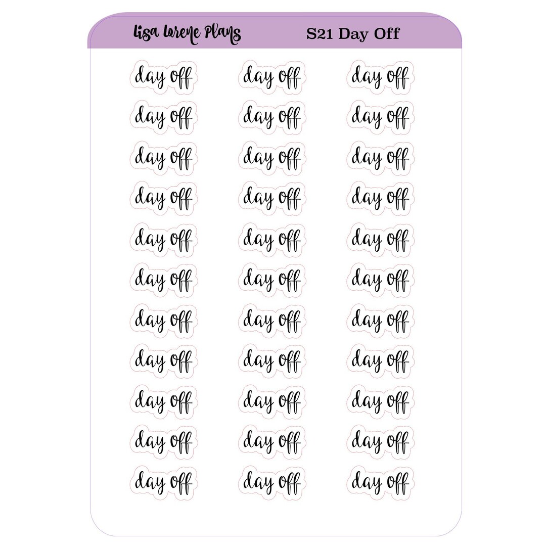 DAY OFF Script Typography Planner Stickers | S21 - Etsy