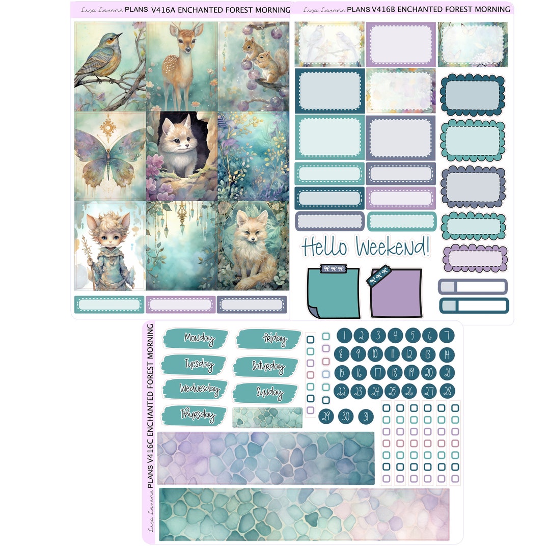 ENCHANTED FOREST MORNING Weekly Planner Sticker Kit Vertical Planner ...
