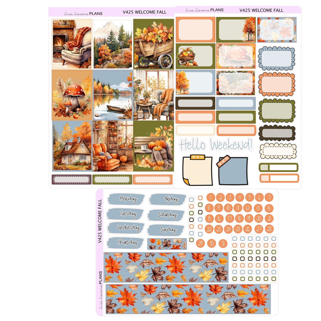 WELCOME FALL Kit Weekly Planner Sticker Kit | Vertical Planner ...
