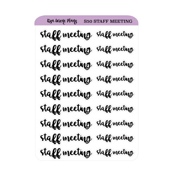 STAFF MEETING Script Typography Planner Stickers S50 | Etsy