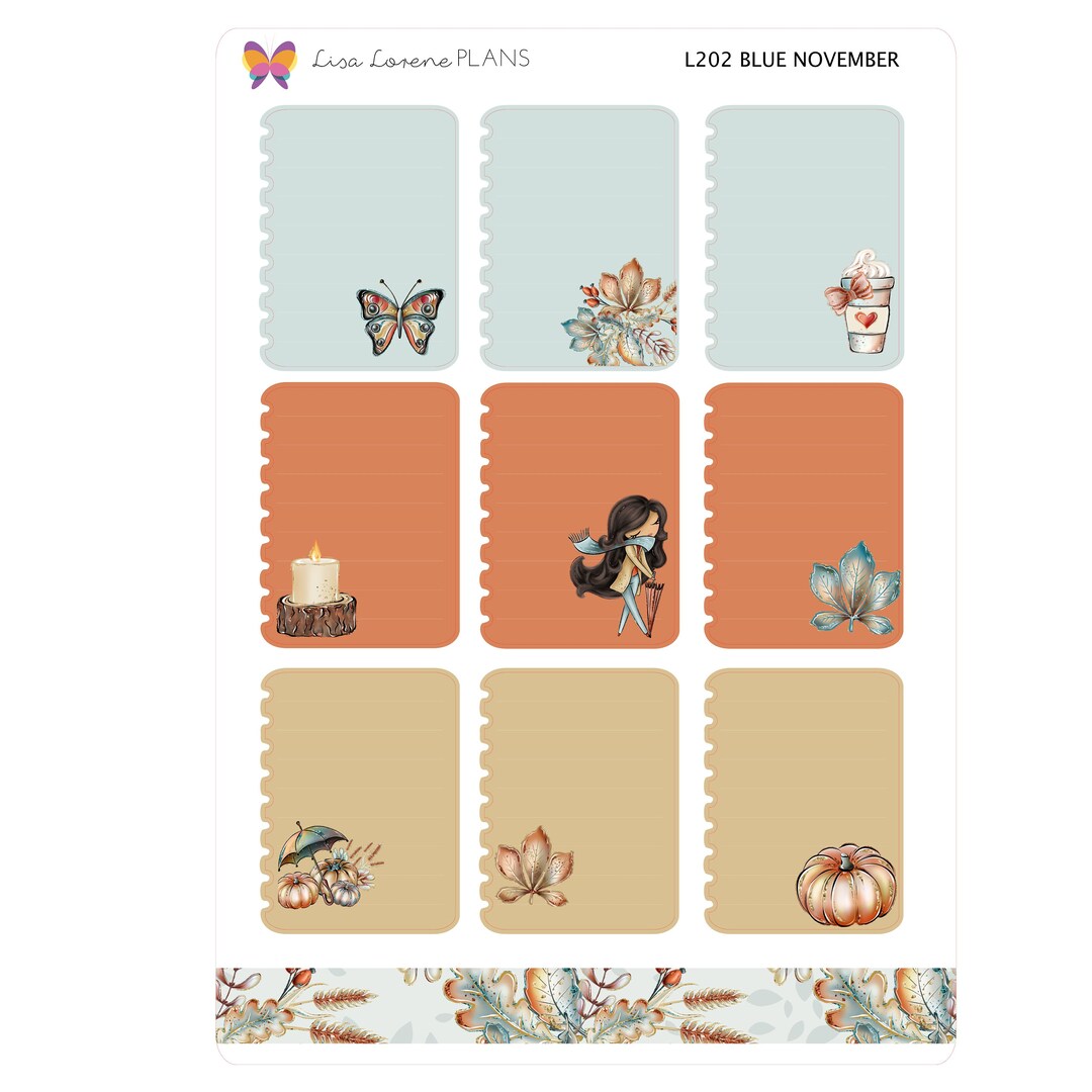 BLUE NOVEMBER Notepad Planner Stickers Hobonichi Cousin and All ...