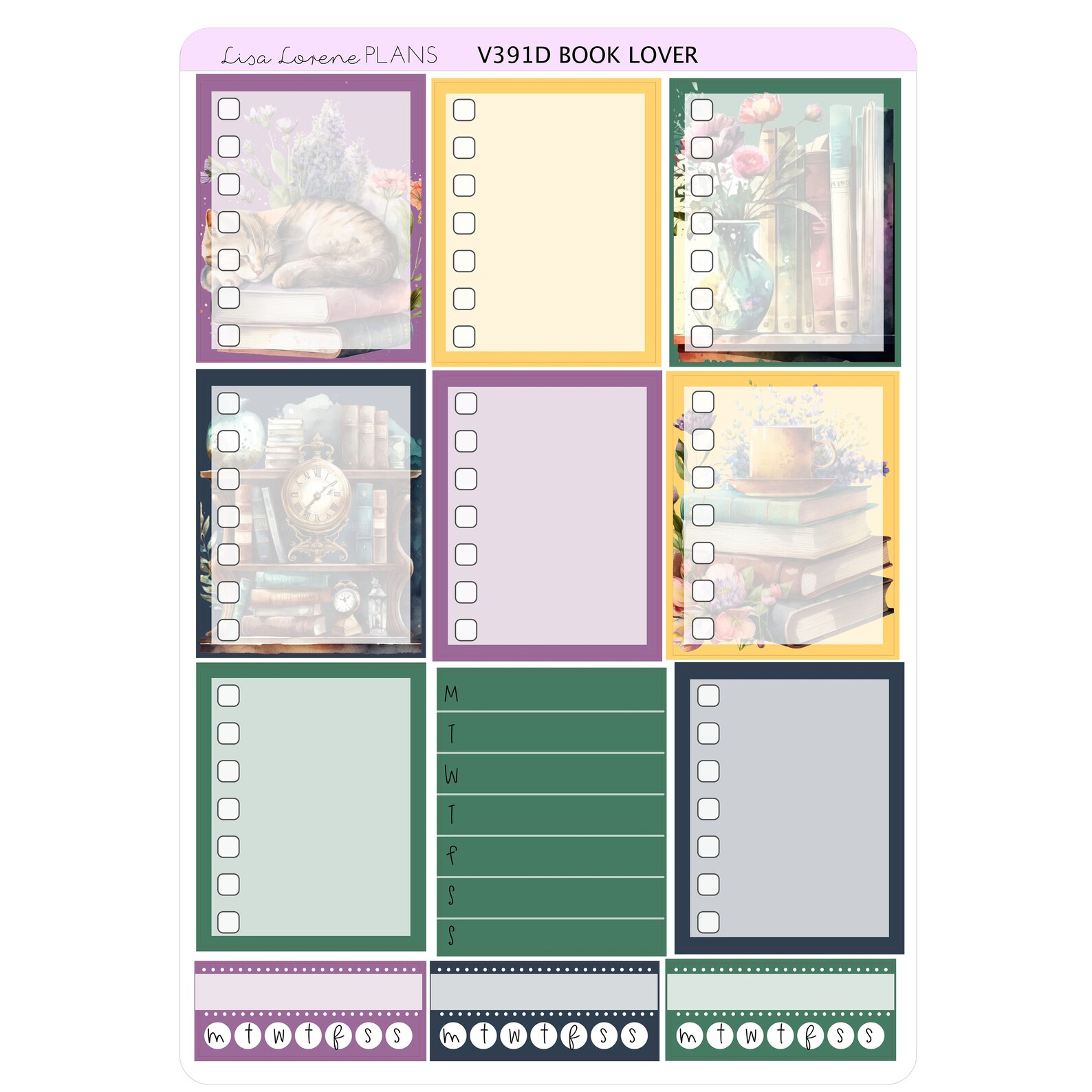 BOOK LOVER Reading Weekly Planner Sticker Kit | Vertical Planner ...