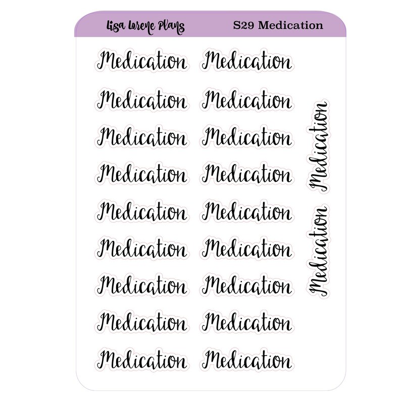MEDICATION Script Typography Planner Stickers S29 - Etsy