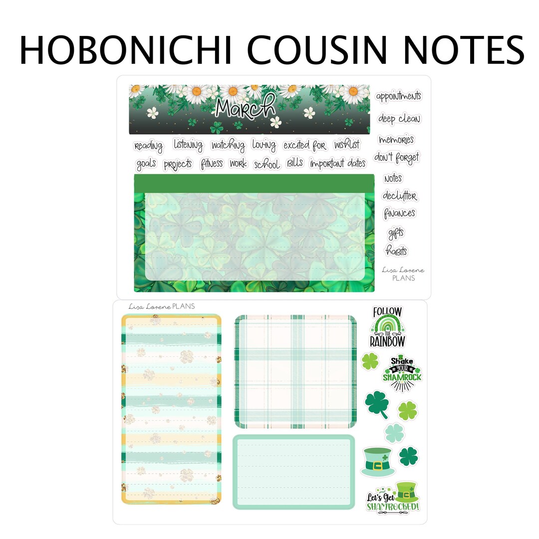 MARCH 2023 NOTES PAGE Hobonichi Cousin Weekly Planner Sticker Kit HCN3 ...