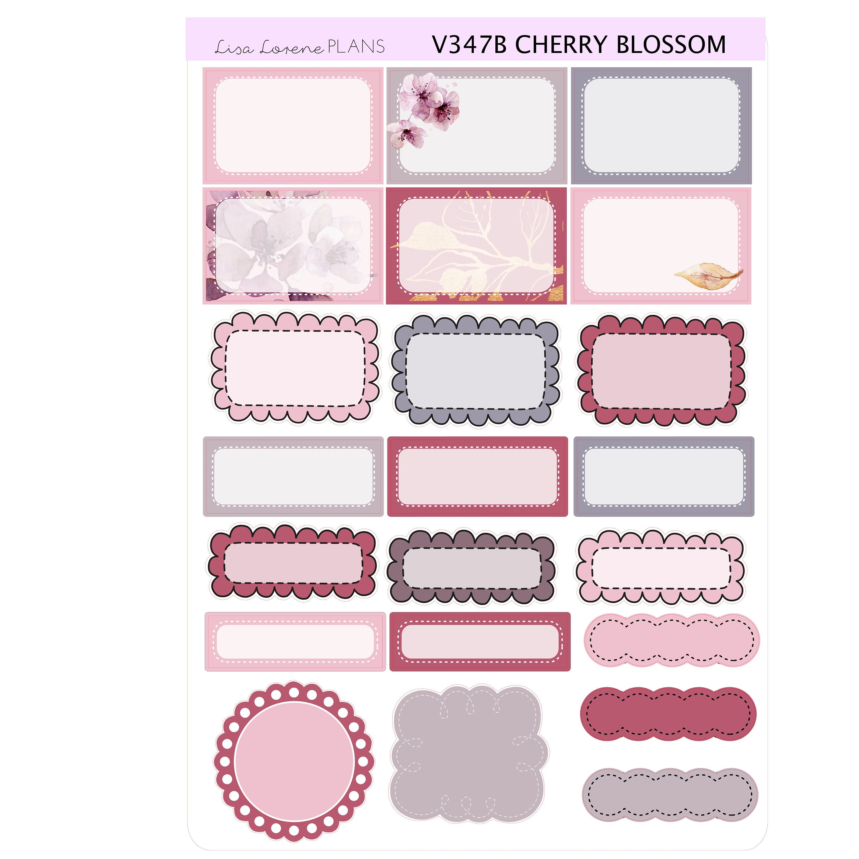 WK 129 Weekly Sticker Kit and Add Ons Cherry Blossom Labels, Stickers ...
