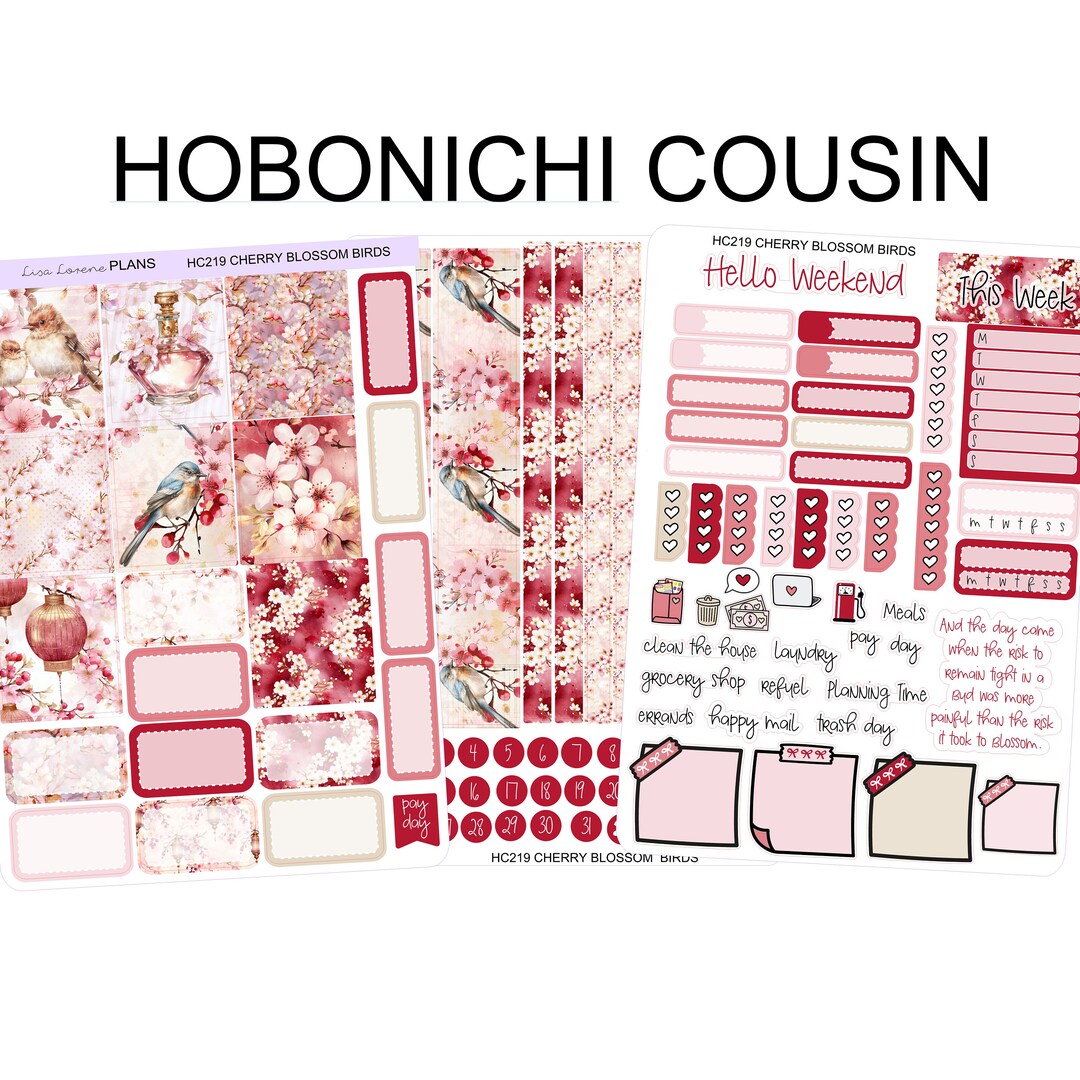 CHERRY BLOSSOM BIRDS Hobonichi Cousin Weekly Planner Sticker Kit ...