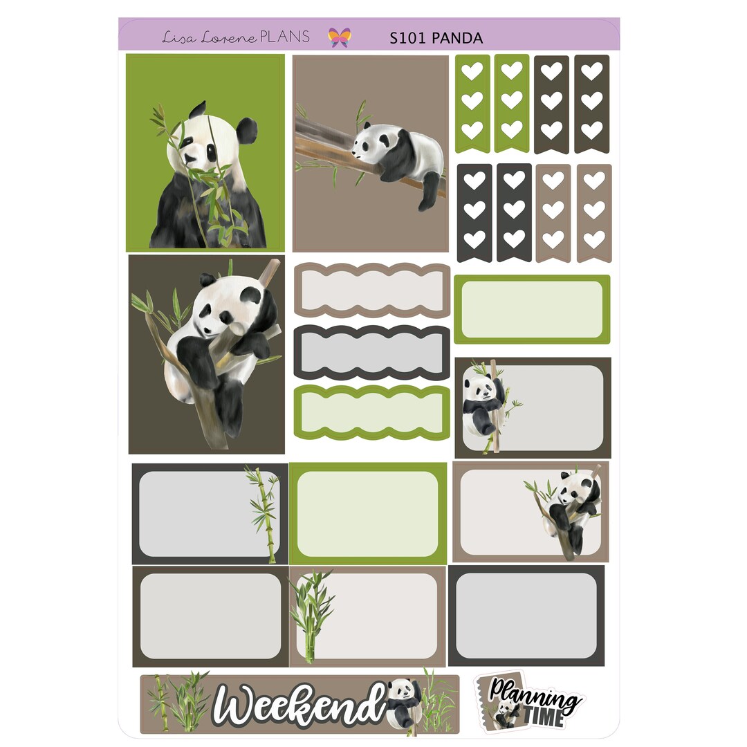 PANDA BEAR Mini Planner Sticker Set | Perfect for Vertical Erin Condren ...