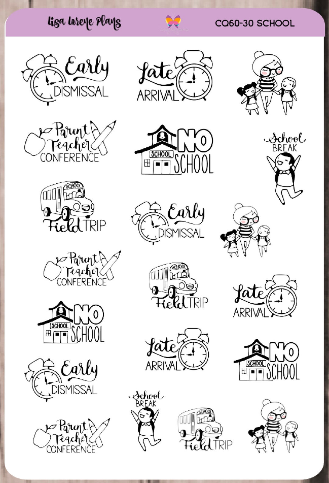 SANDY SCHOOL Planner Stickers | Doodle Character | Neutral Stickers for ...