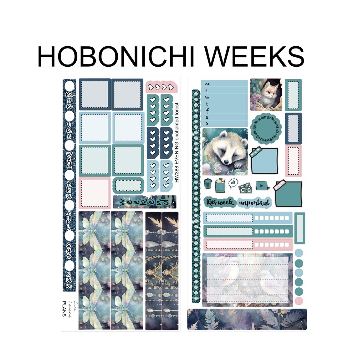 ENCHANTED FOREST EVENING Weekly Set for Hobonichi Weeks Sticker Kit ...