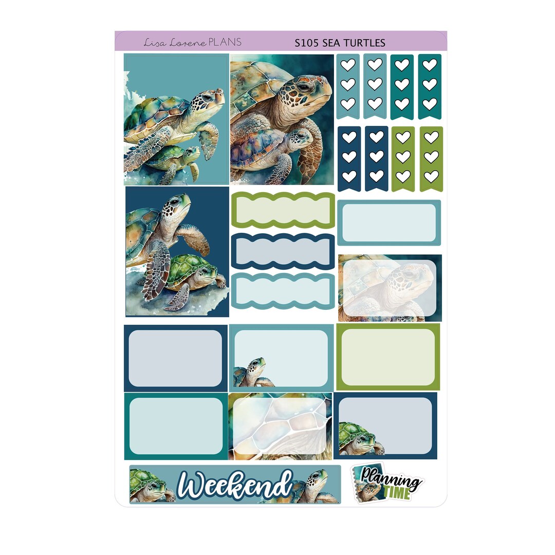 SEA TURTLE Mini Planner Sticker Kit Perfect for Many Planners S105 - Etsy