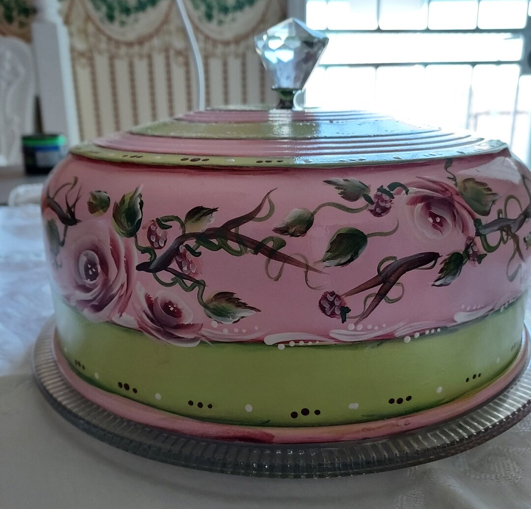 A Delightful Upcycled Hand Painted Cake Saver! - Etsy