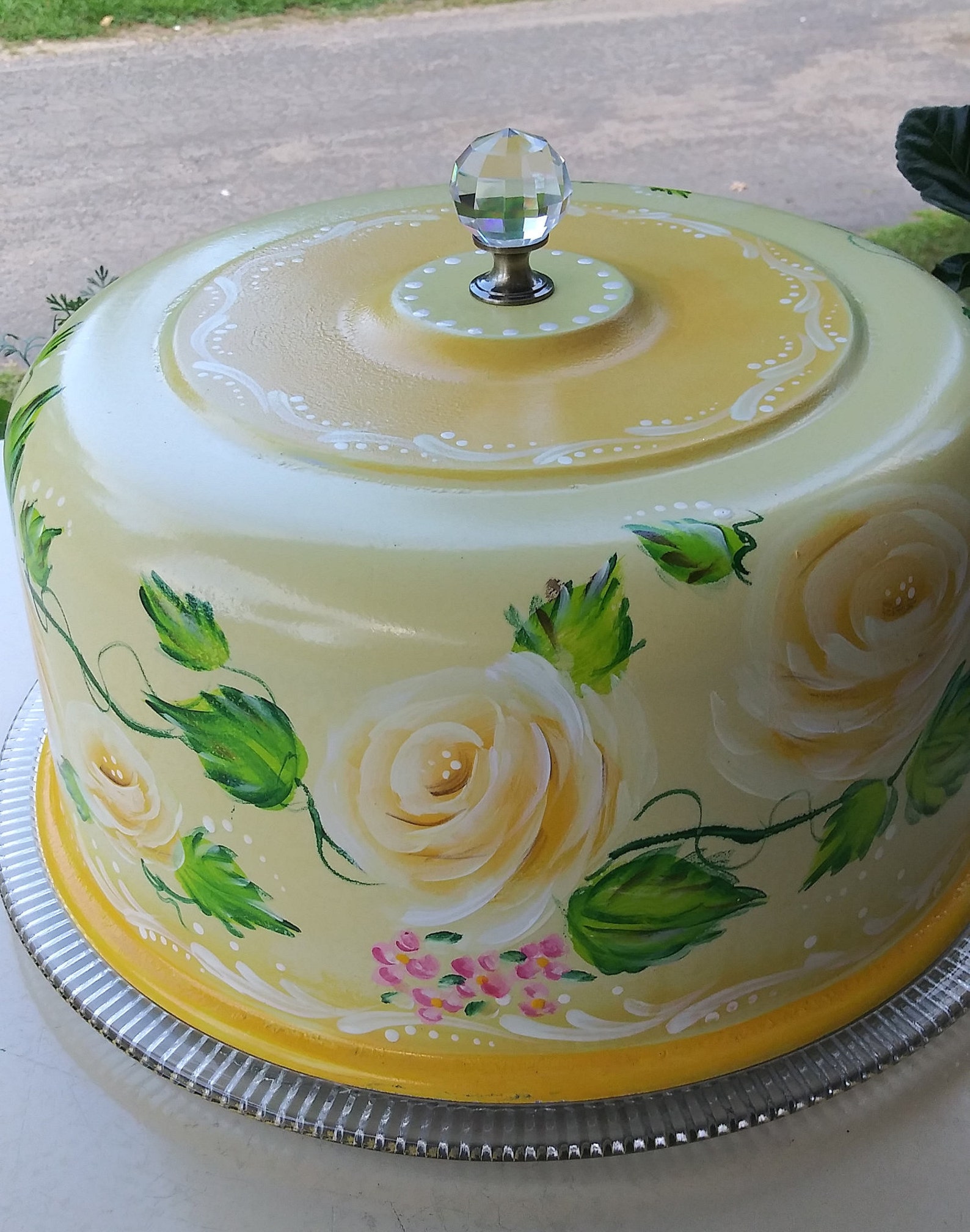 Lovely Cake Saver Hand Painted With Decorative Floral on a - Etsy