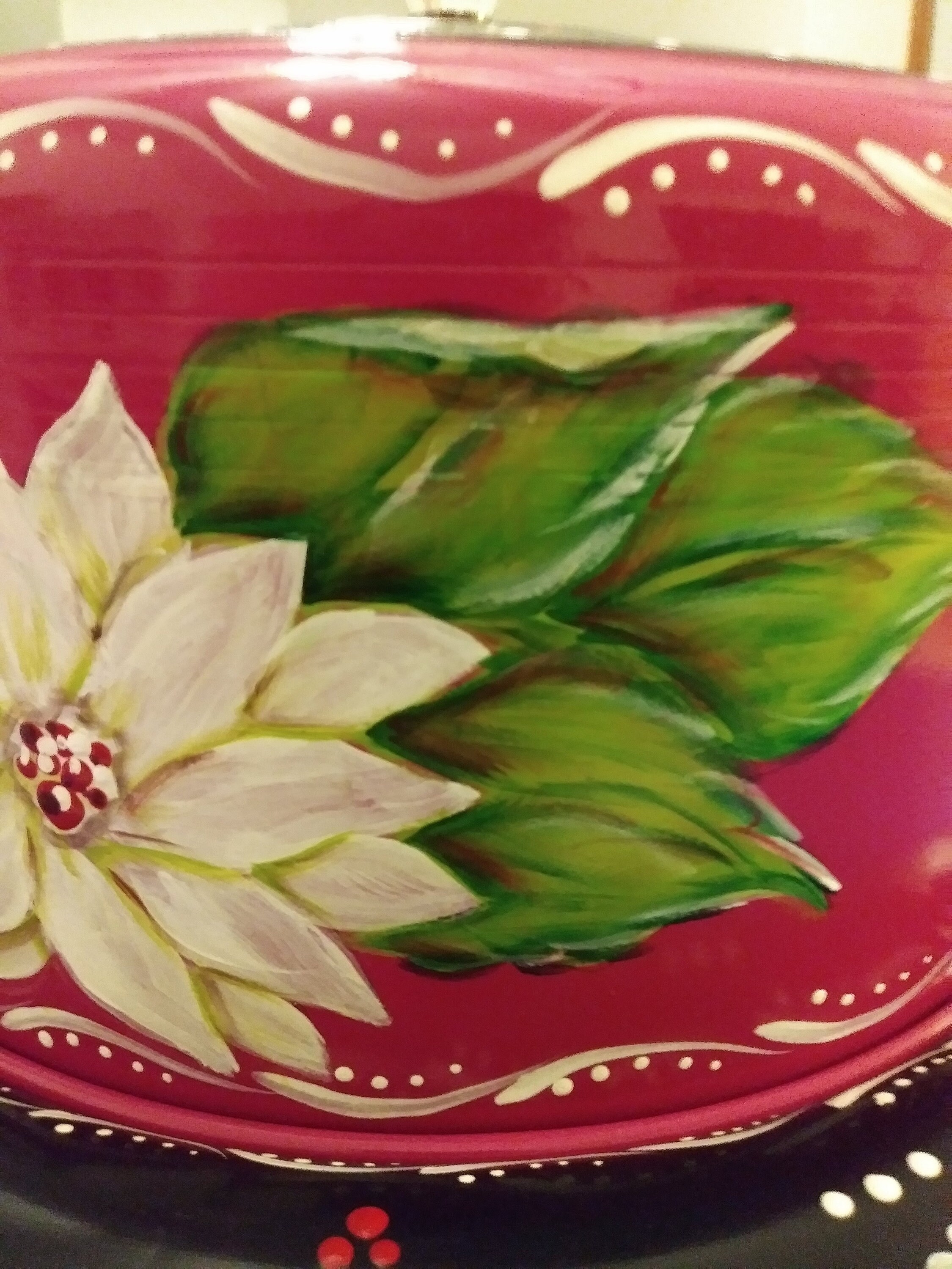 Vintage Holiday Cake Saver, Cake Cover, Hand Painted With Hot Pink ...