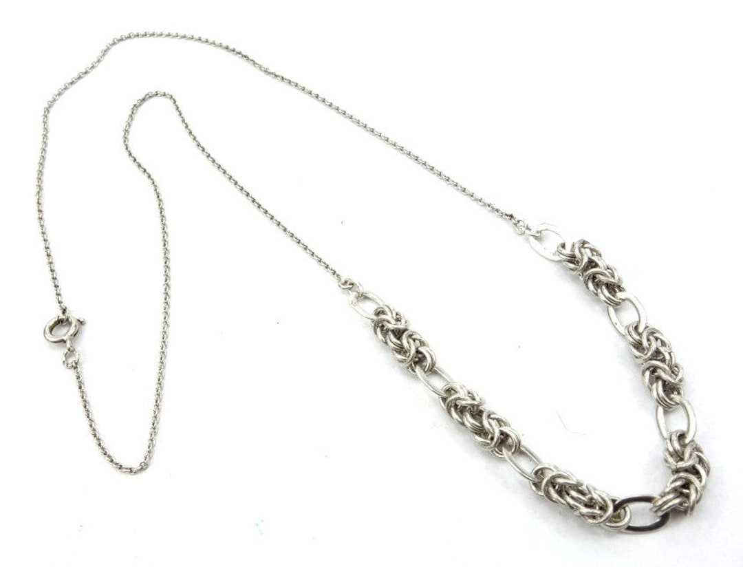 Handmade, Byzantine Silver Chain, Vintage Silver Necklace, Graduated ...