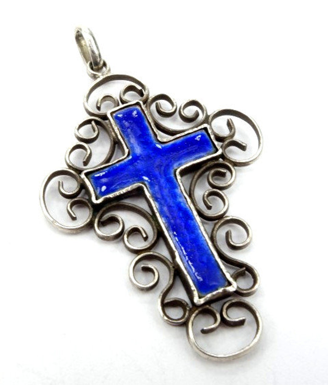 Vintage Silver Enamel Cross, Vintage Silver Cross Pendant, Ornament ...