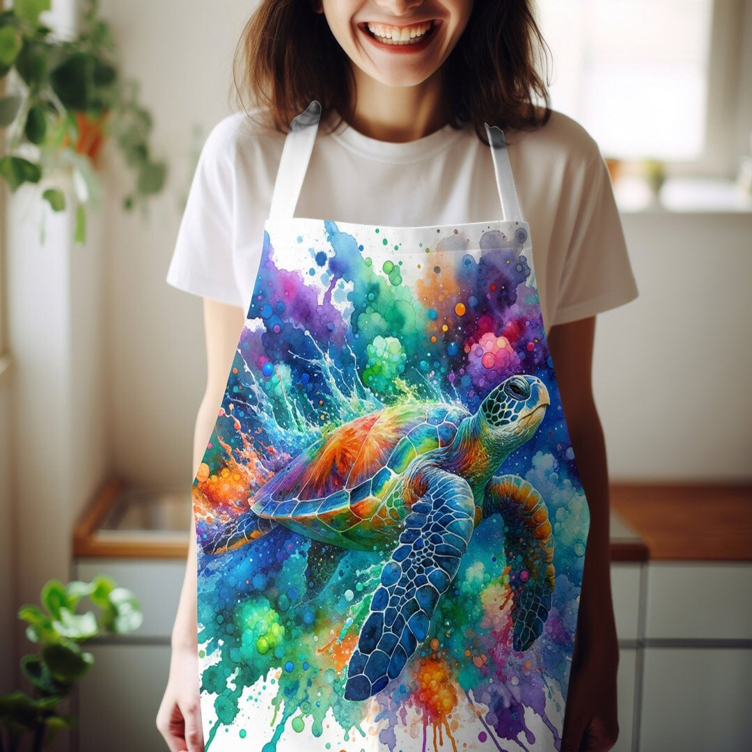 Sea Turtle Kitchen Apron for Cooking, Baking, BBQ, Gardening, Animal ...