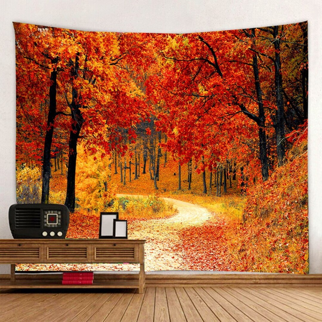 Autumn Forest Tapestry Fall Forest Landscape With Yellow Trees - Etsy