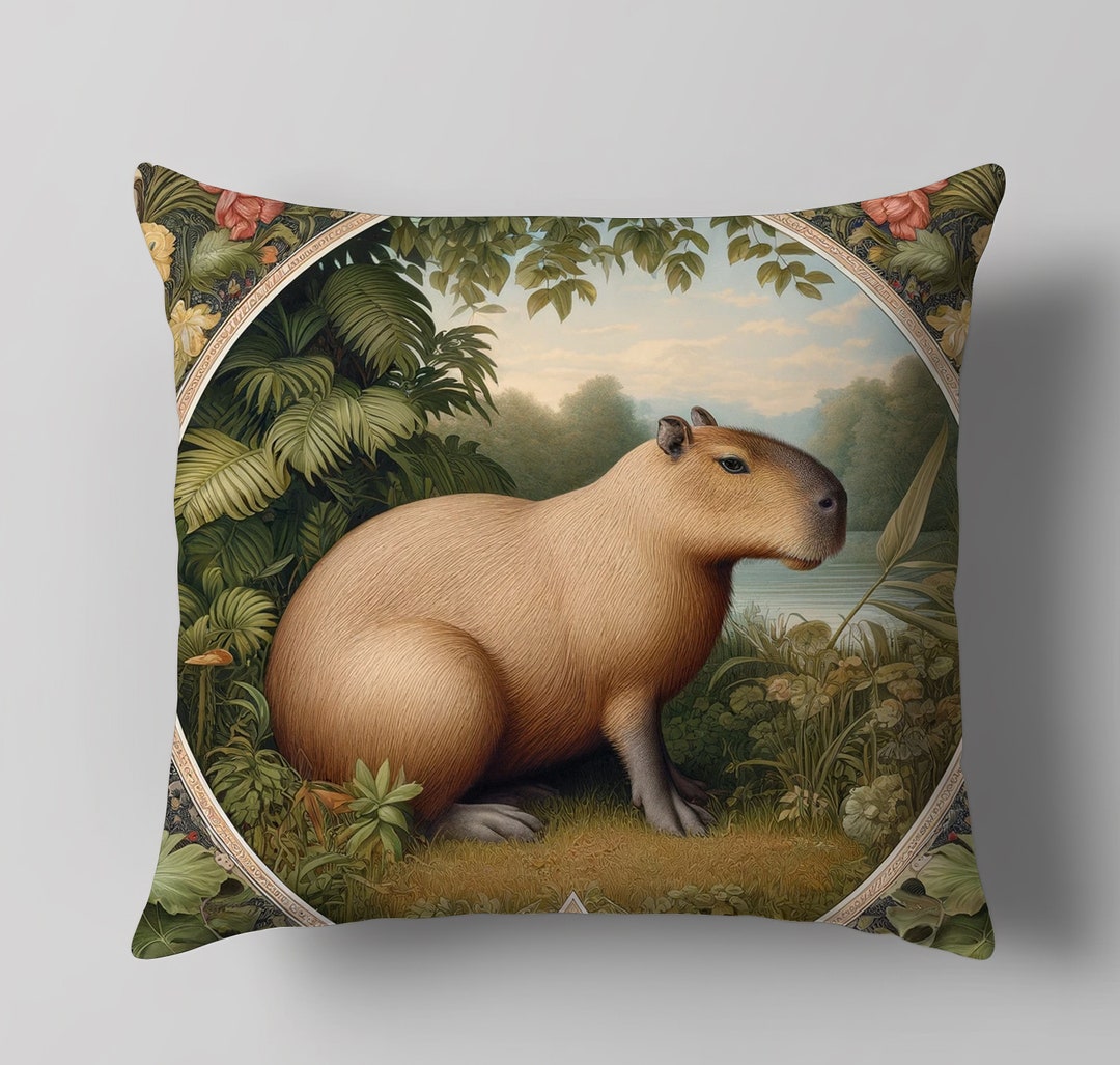 Capybara Pillow Cover - Capybara Print Cushion Cover, Square Cotton ...