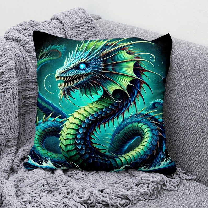 Leviathan Sea Monster Throw Pillow Cover Mythical Creature Pillowcase ...
