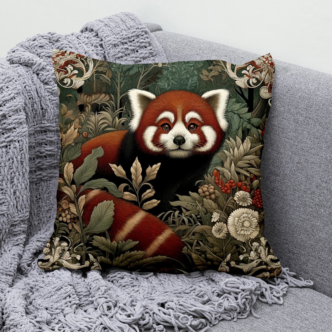 Red Panda Throw Pillow Cover Decorative Pillowcase, Nature William ...