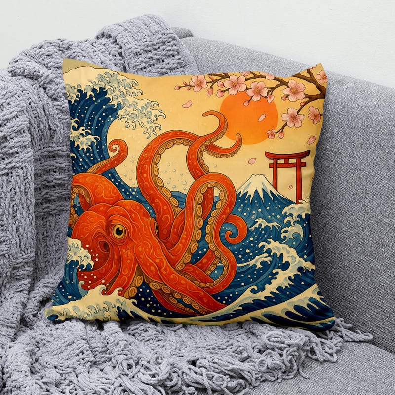 Throw Pillows Asian Waves - Etsy
