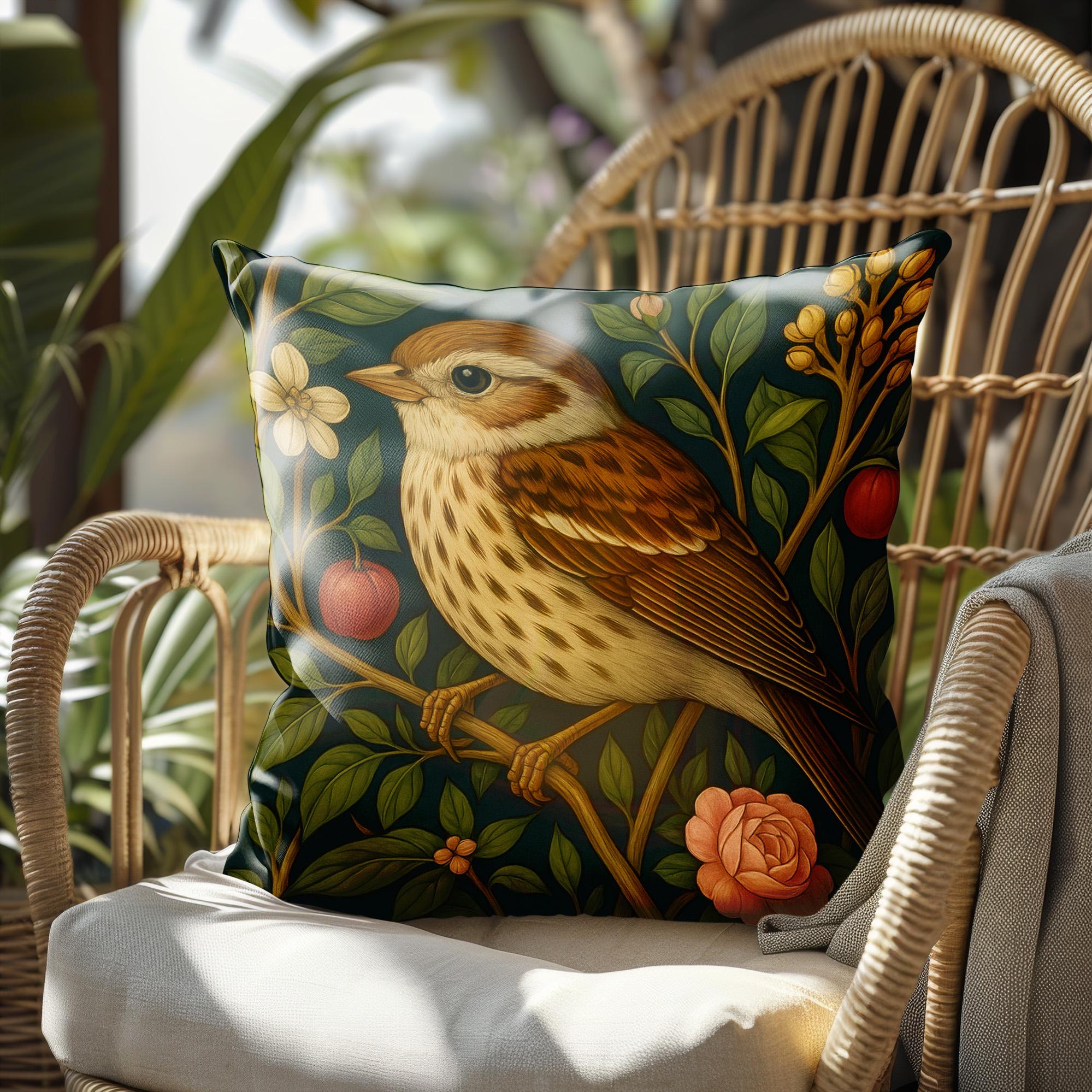 Morris Style Robin Throw Pillow Cover, Cottagecore Bird Cushion With ...