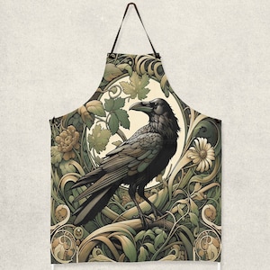 Raven Art Kitchen Apron - Adjustable, Durable for Cooking, BBQ, Baking ...