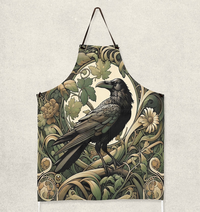 Raven Art Kitchen Apron Adjustable, Durable for Cooking, BBQ, Baking ...