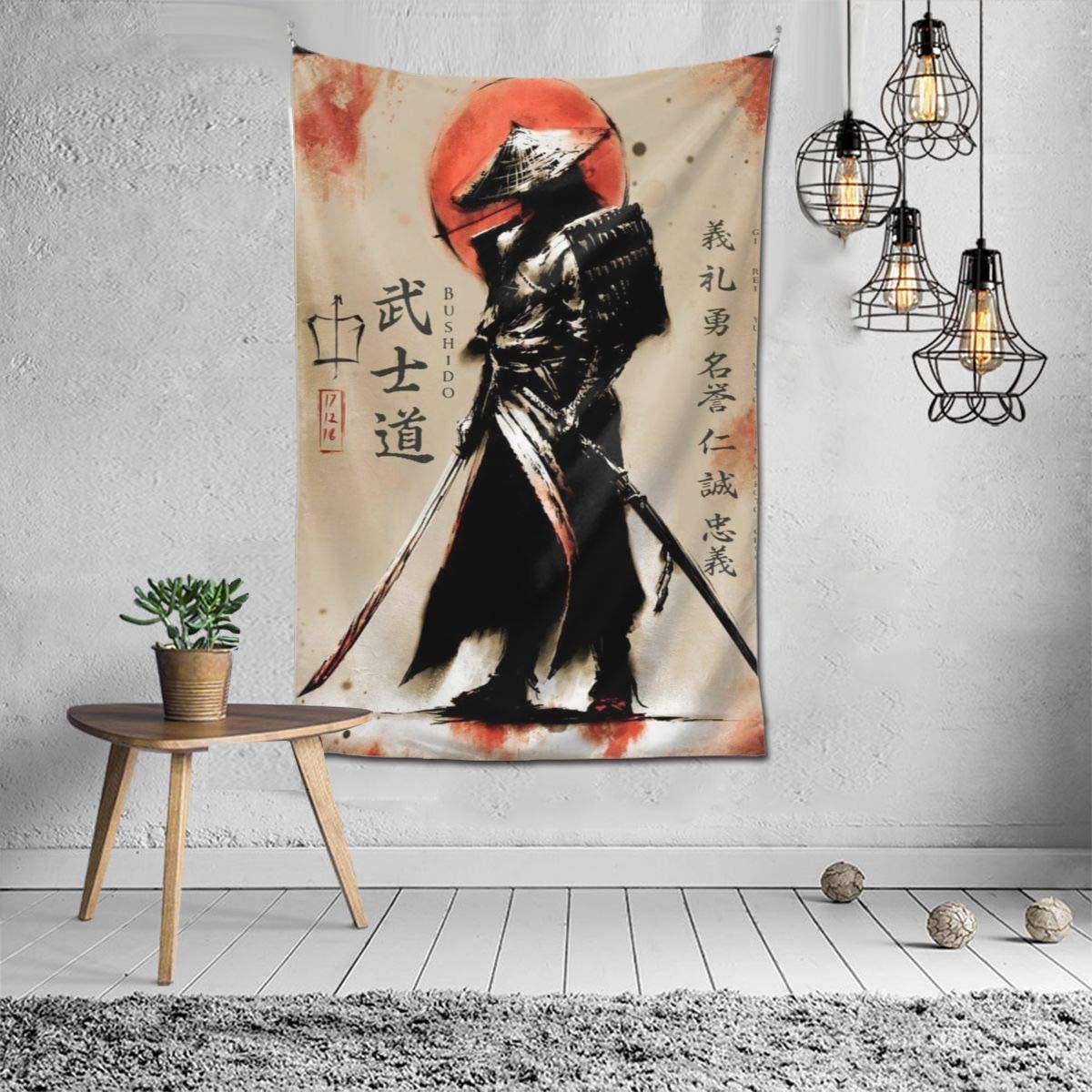 Samurai Tapestry Japanese Wall Tapestry Hanging Cherry Blossoms Japan ...