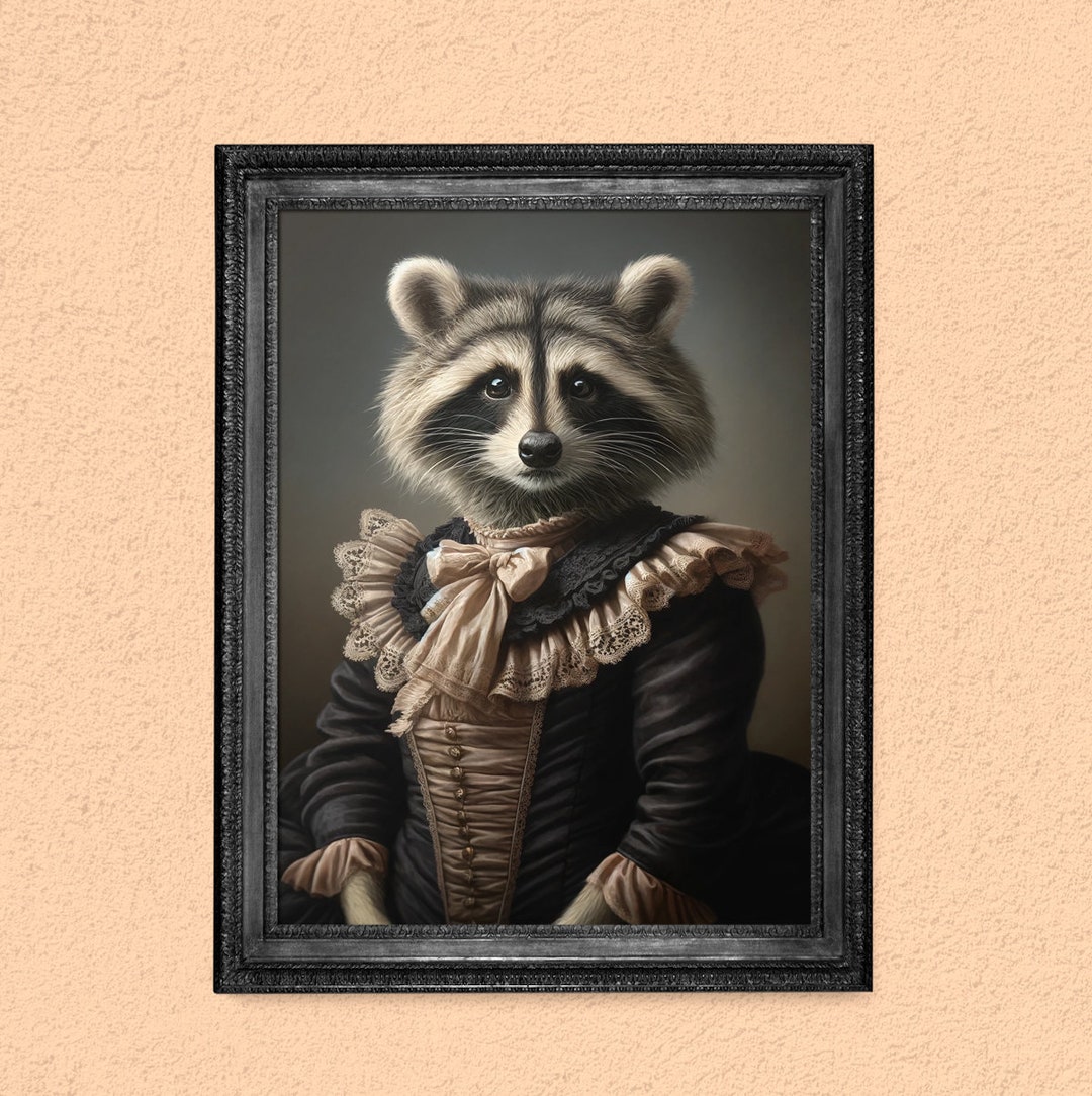 Victorian Raccoon Portrait Print on Canvas Gothic Animal Art Unique ...
