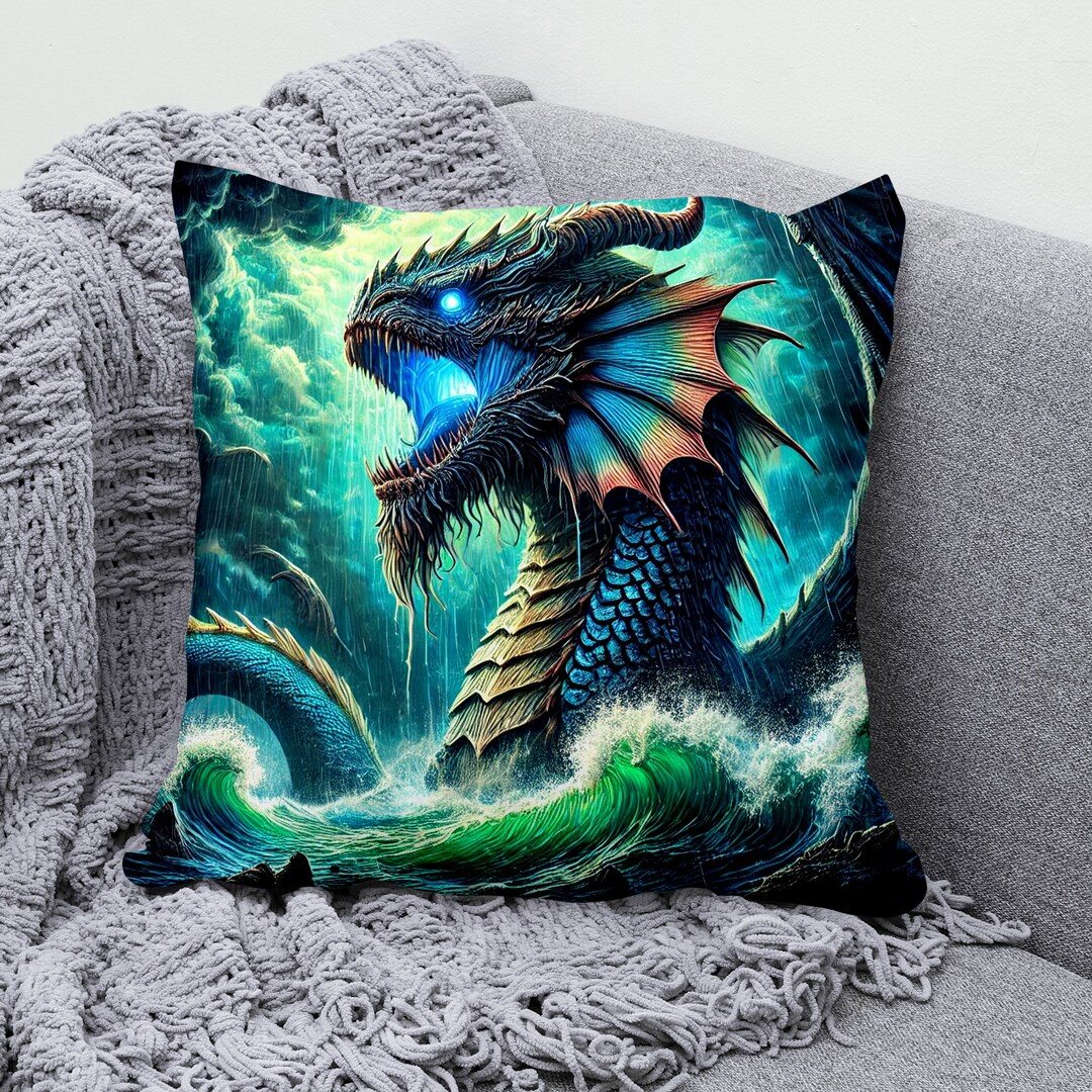 Epic Leviathan Throw Pillow Cover Mythical Creature Pillowcase Cotton ...