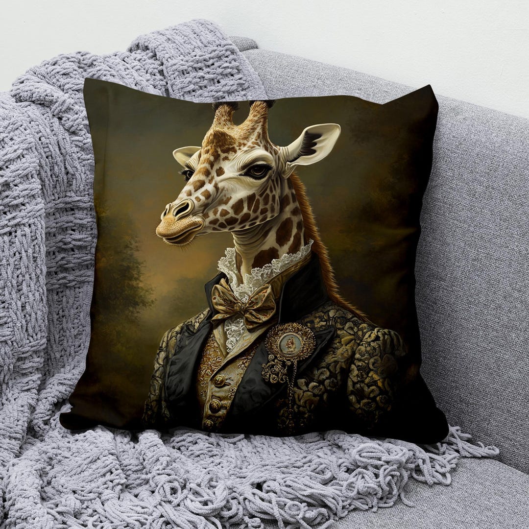 Giraffe Cushion Cover - Cotton Linen Throw Pillow Case - Unique Giraffe ...