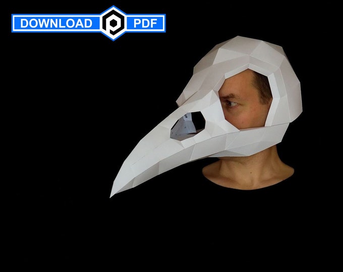 Animal Skull Mask Papercraft Set, Crow, Cat, Bull, Stag, Low Poly Paper ...