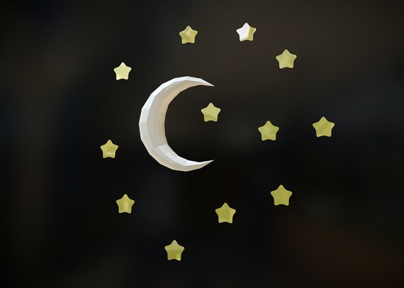 Simple Moon DIY 3D paper Moon printable DIY pdf template | Etsy