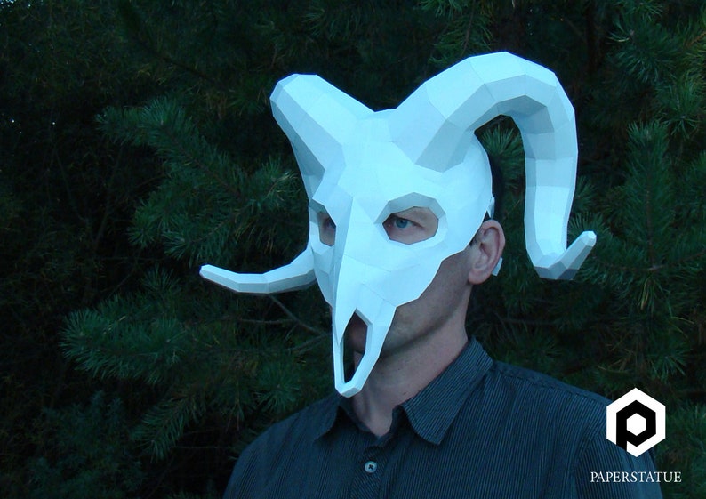 Ram Skull papercraft Mask Download and make your own party | Etsy