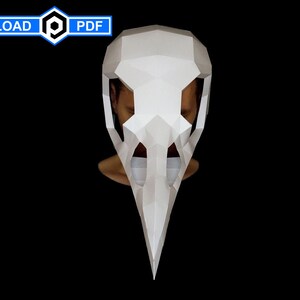 Crow Raven Skull Mask Papercraft, Printable DIY PDF Template, Paper ...