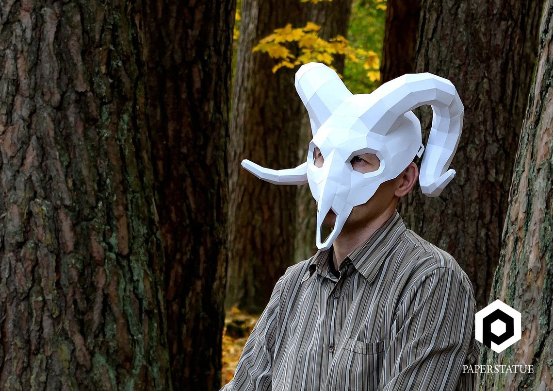 Ram Skull papercraft Mask Download and make your own party | Etsy