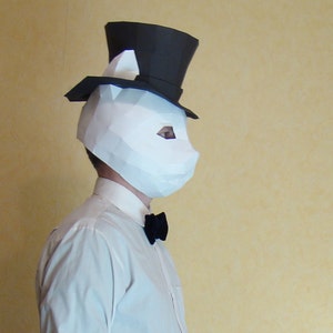 Cat With Hat Mask, Cat Mask, Cat in Hat Mask Printable DIY PDF Template ...