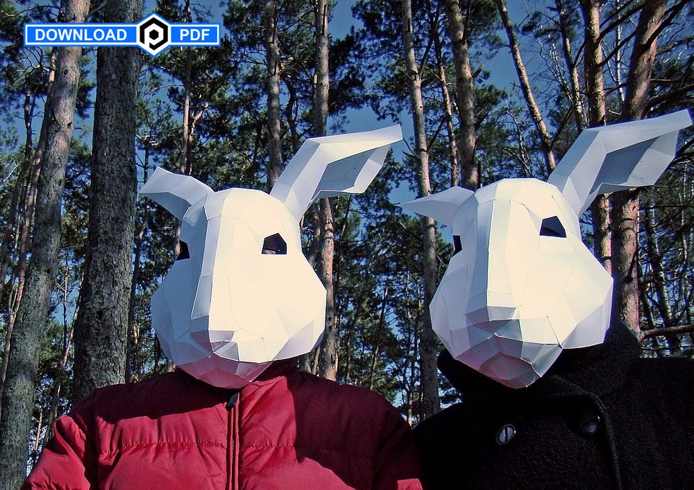 Bunny Mask Papercraft Download and Make Rabbit Mask | Etsy