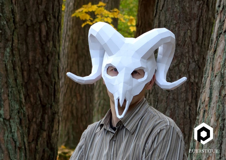 Ram Skull papercraft Mask Download and make your own party | Etsy