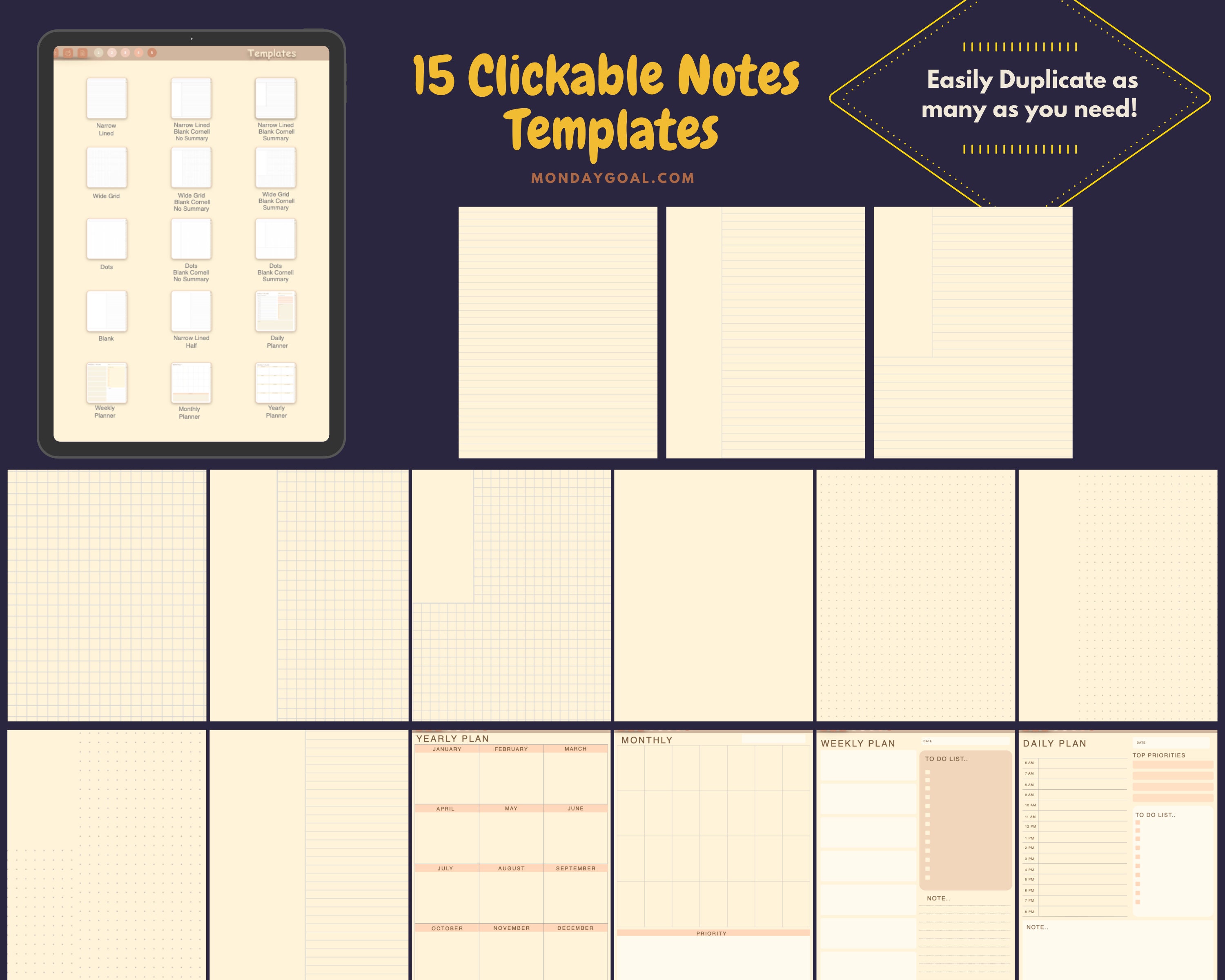 Samsung Notes Notebook Undated Digital Planner Blank Journal Templates ...