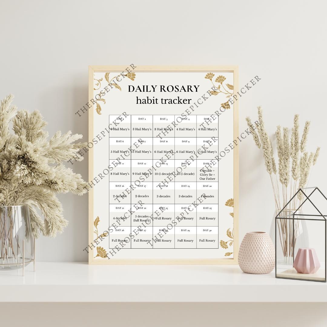 30-day Hail Mary Prayer Schedule | Catholic Rosary Tracker Printable ...