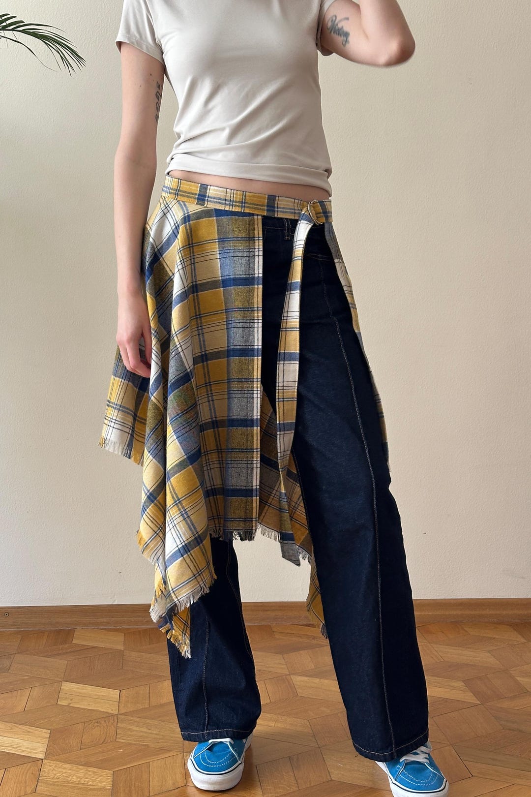 Unisex Tartan Half Skirt Belt Vivienne Westwood Style Checked Maxi ...