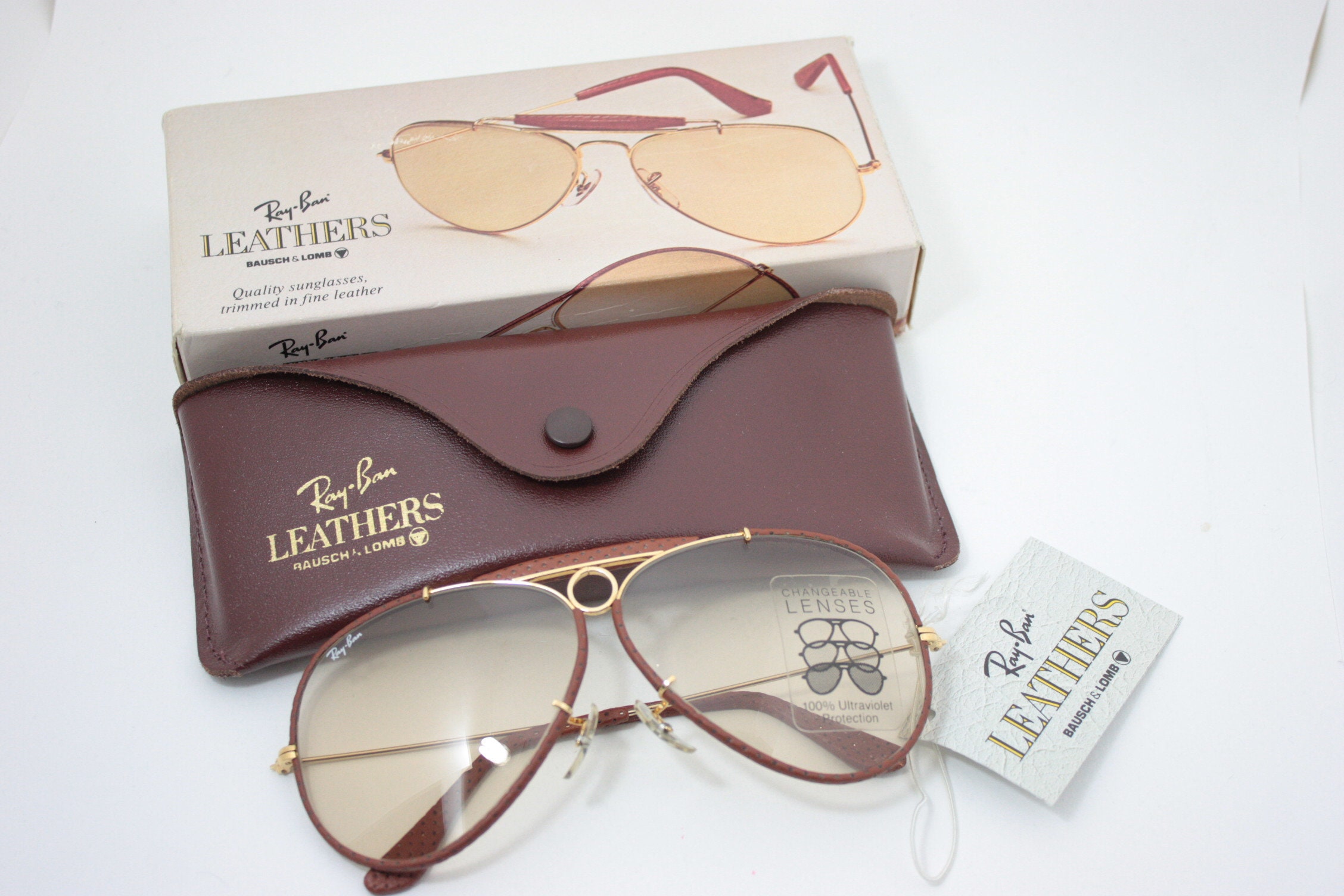 Rayban B&L Vintage Shooter Leathers With Changeable Lenses Rayban B&L Vintage Shooter Leathers With Changeable Lenses