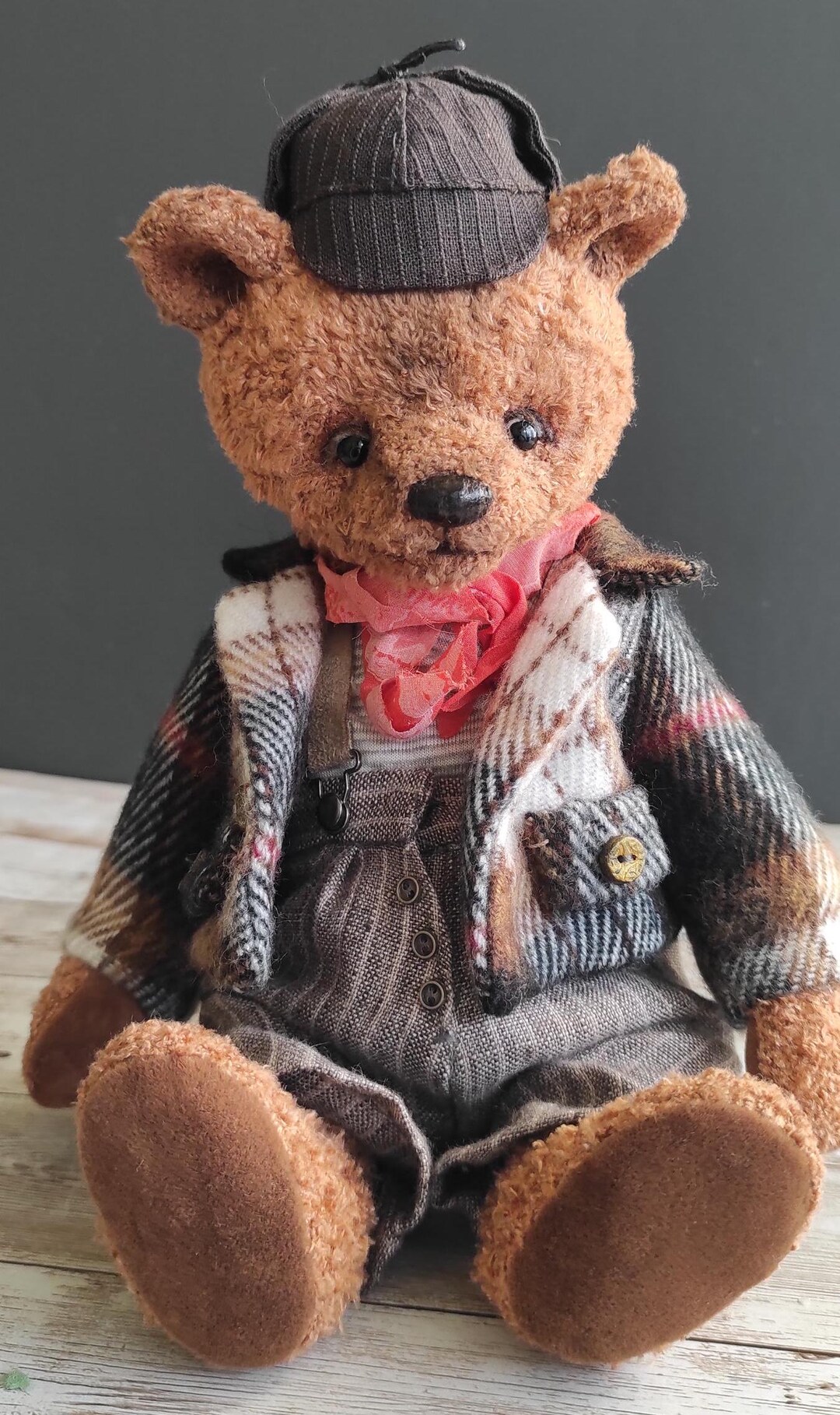 Handmade Teddy Bear Sherlock Holmes| Unique Art Doll | Custom Stuffed ...
