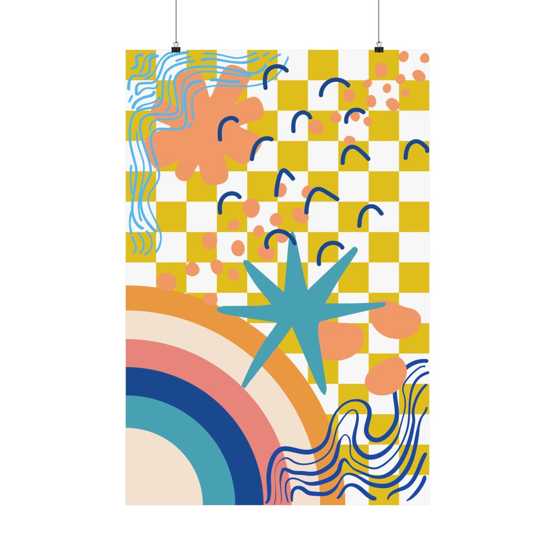 Dopamine Poster, Matte Vertical Posters, Yellow Checker, Happy Print ...