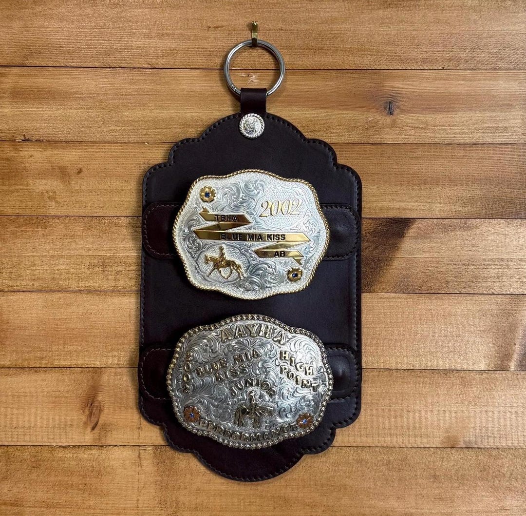 Hanging Leather Trophy Belt Two Buckle Display With Concho - Etsy