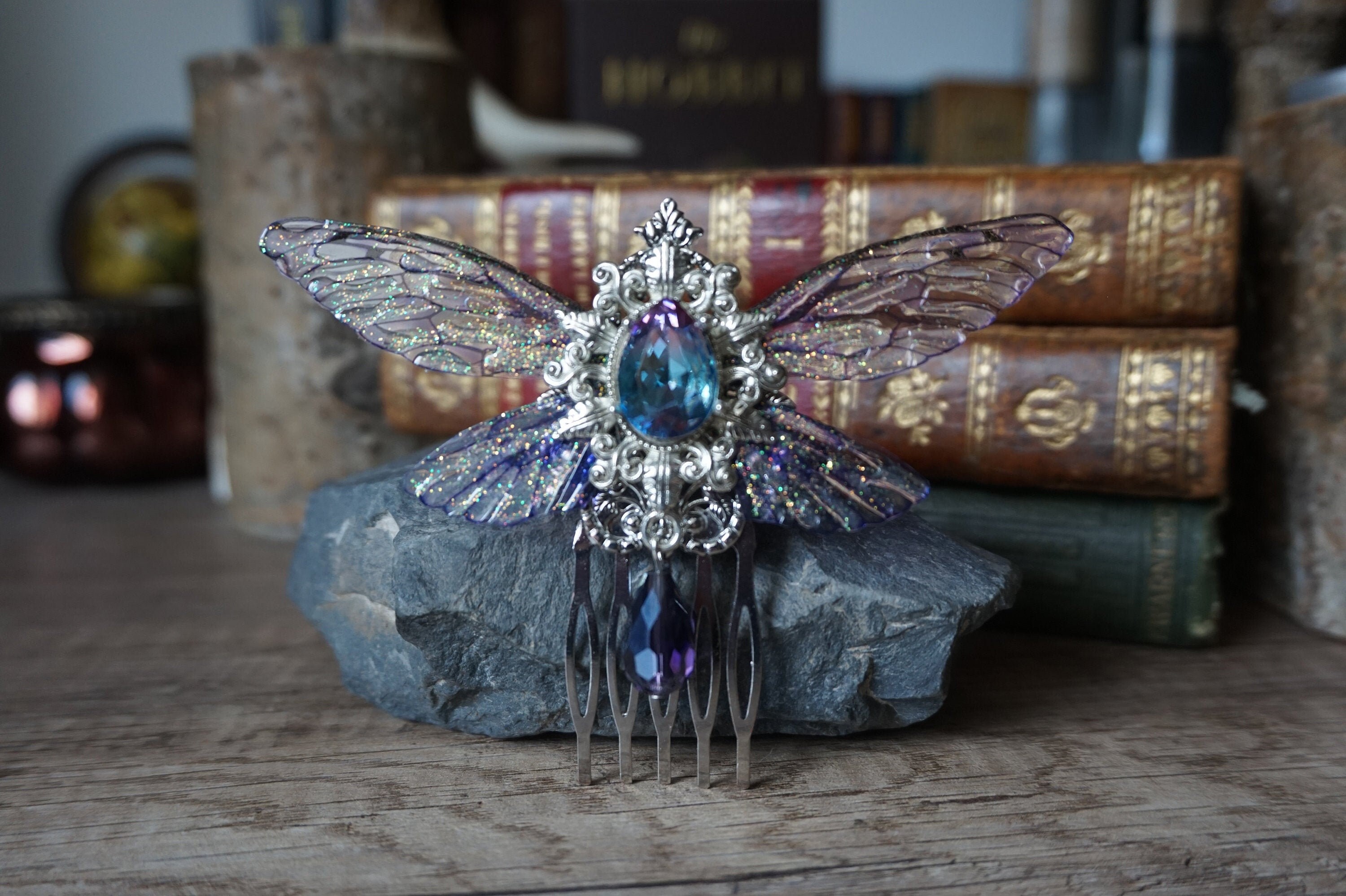 Faerie hair comb purple | Etsy