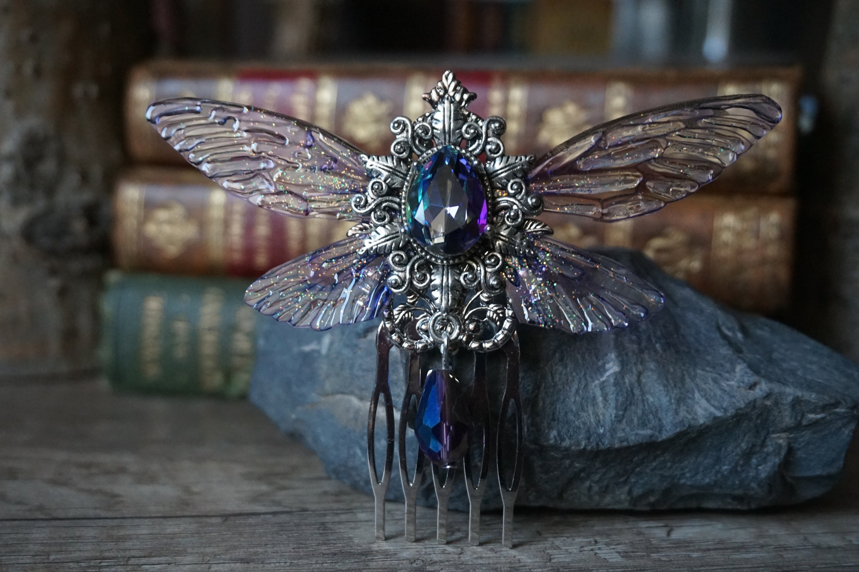 Faerie hair comb purple | Etsy