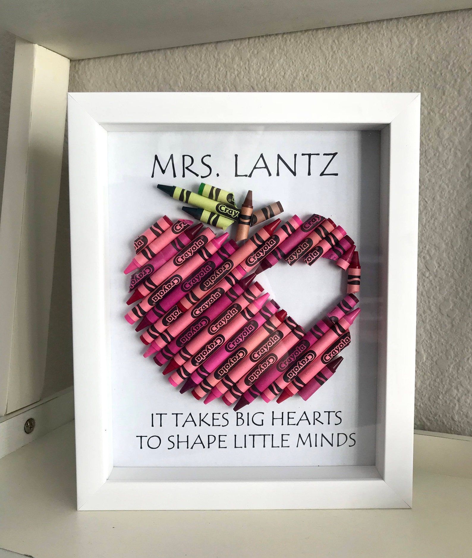 Handmade Teacher's Apple Crayon & Name, 10"x8" Framed - Etsy